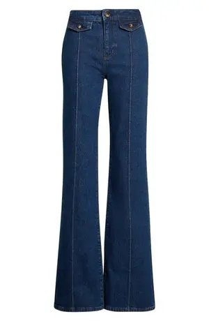 Paige Sofia Pintuck Flare Jeans