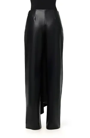 Naked Wardrobe Drape Faux Leather Wide Leg Pants