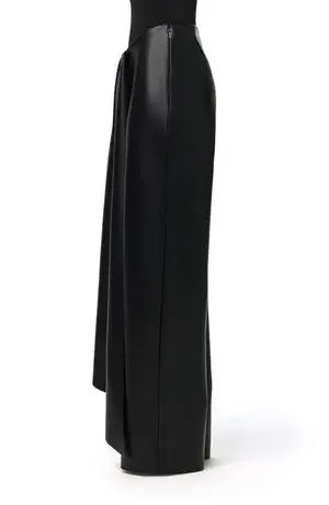 Naked Wardrobe Drape Faux Leather Wide Leg Pants