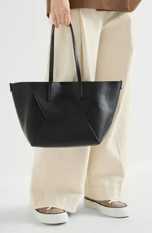 Brunello Cucinelli Bc Duo Small Bag In Calfskin With Monili - Black