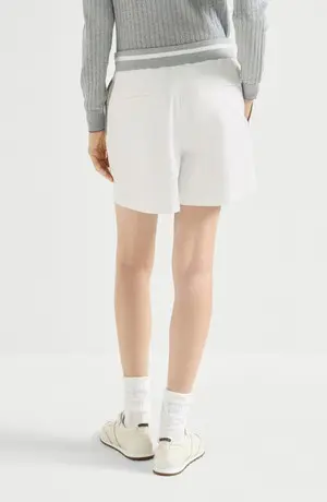 Brunello Cucinelli Stretch Cotton Lightweight French Terry Active Shorts With Logo