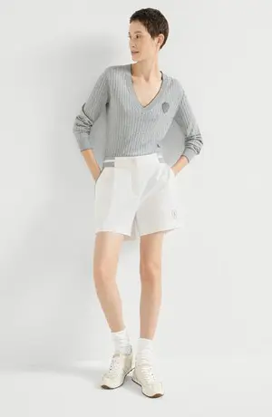 Brunello Cucinelli Stretch Cotton Lightweight French Terry Active Shorts With Logo