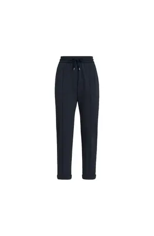 Brunello Cucinelli Stretch Cotton Lightweight French Terry Track Trousers With Monili - Blue