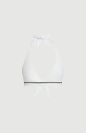Brunello Cucinelli Techno Jersey Bikini Top With Monili