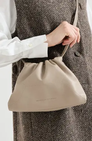 Brunello Cucinelli Pouch Bag In Calfskin With Monili