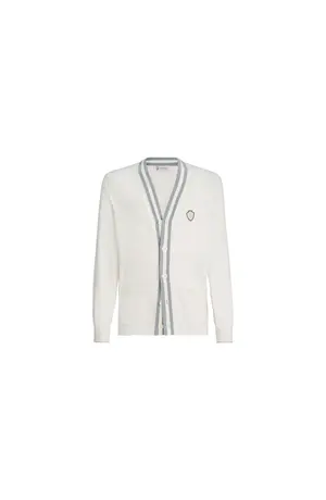 Brunello Cucinelli Cotton Cardigan With Logo - White