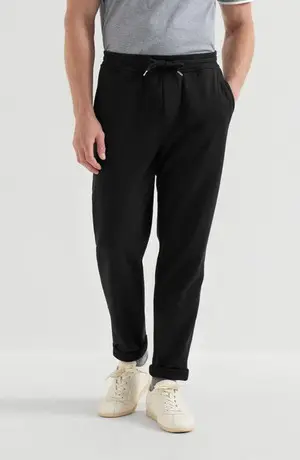 Brunello Cucinelli Techno Cotton French Terry Trousers - Black
