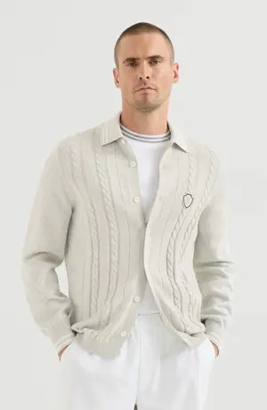 Brunello Cucinelli Cotton Cable Knit Shirt With Logo