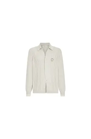 Brunello Cucinelli Cotton Cable Knit Shirt With Logo
