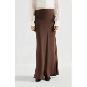 Brunello Cucinelli Viscose And Linen Twill Fluid Bias-cut Skirt