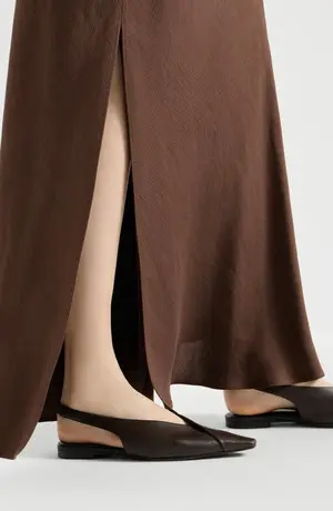 Brunello Cucinelli Viscose And Linen Twill Fluid Bias-cut Skirt