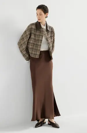 Brunello Cucinelli Viscose And Linen Twill Fluid Bias-cut Skirt