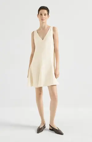 Brunello Cucinelli Viscose And Linen Fluid Twill Mini Dress