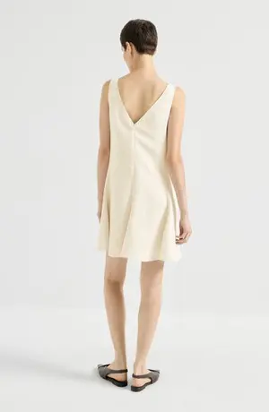 Brunello Cucinelli Viscose And Linen Fluid Twill Mini Dress