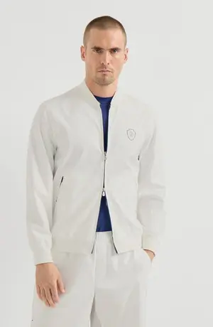 Brunello Cucinelli Nylon Sweatshirt With Logo And Zipper - White