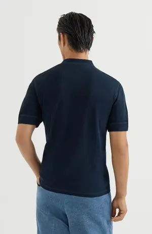 Brunello Cucinelli Cotton Waffle Jersey T-shirt With Henley Collar