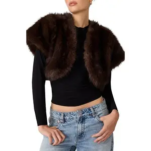 Steve Madden Jalen Faux Fur Bolero - Fossil Brown