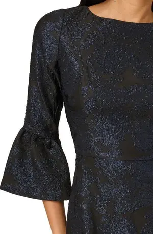 Adrianna Papell Ruffle Metallic Jacquard Cocktail Dress