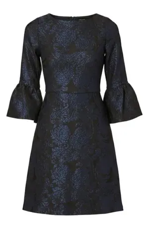Adrianna Papell Ruffle Metallic Jacquard Cocktail Dress