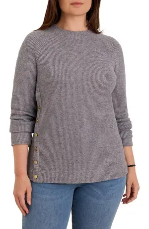 NIC+ZOE Side Button Waffle Knit Top - Slate
