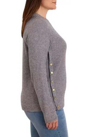 NIC+ZOE Side Button Waffle Knit Top - Slate