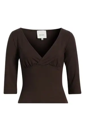 REFORMATION Aylani Surplice Neck Knit Top - Mole