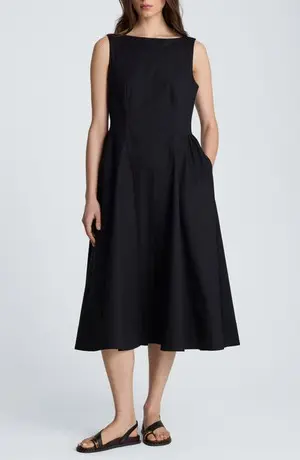 KENNETH COLE COLLECTION Bateau Neck Sleeveless Midi Dress