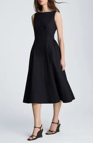 KENNETH COLE COLLECTION Bateau Neck Sleeveless Midi Dress
