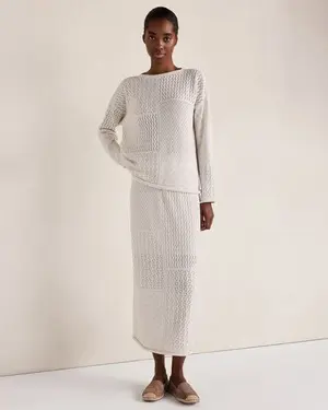 HAVEN WELL WITHIN Organic Cotton Mixed Stitch Midi Skirt