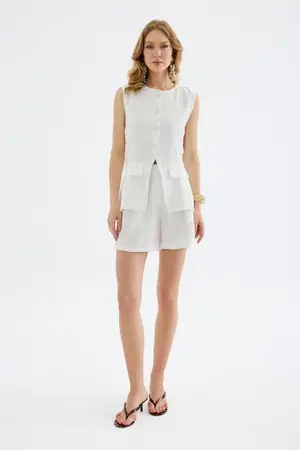 MONLICIA Anaelle Button-front Tailored Peplum Vest