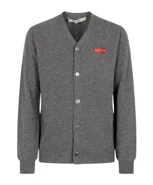 Play Comme Des Garcon Comme Des Garçons Play Heart-patch Knitted Cardigan - Black