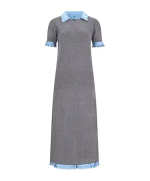 Rabanne Short-sleeved Satin-panelled Midi Dress - No