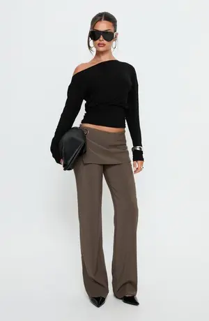 Princess Polly Ashlinn One-shoulder Crop Knit Top