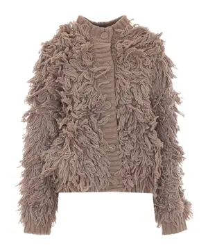 Liu Jo Single-breasted Ribbed Knit Top - Beige