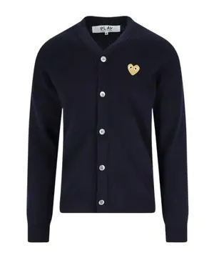 Play Comme Des Garcon Comme Des Garçons Play Logo Patch Knitted Cardigan - No