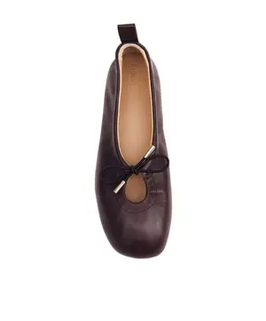 ALOHAS Ruched Bow Ballet Flats - Brown