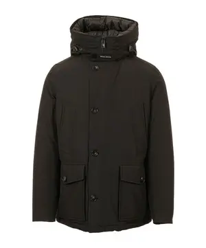 Woolrich Button-up Hooded Coat - Black