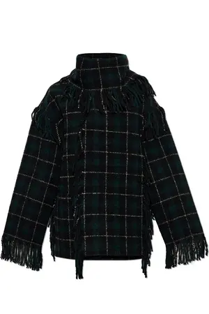 TOTEME Checked Fringed Shawl Jacket - Green