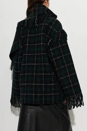 TOTEME Checked Fringed Shawl Jacket - Green