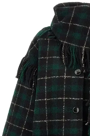 TOTEME Checked Fringed Shawl Jacket - Green