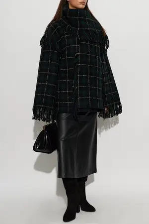 TOTEME Checked Fringed Shawl Jacket - Green