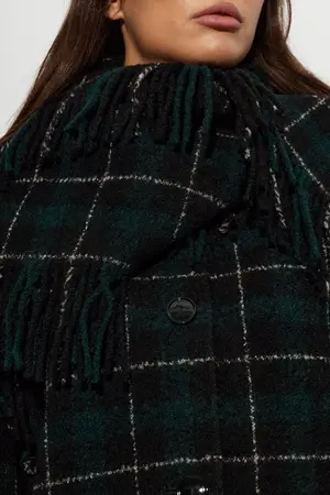 TOTEME Checked Fringed Shawl Jacket - Green