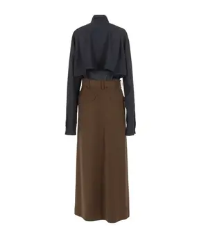 Sacai Belted Layered Midi Suiting Dress