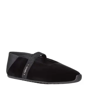 Fendi Academia Velvet Ballet Flats