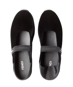 Fendi Academia Velvet Ballet Flats
