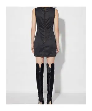 Elisabetta Franchi Taffeta Mini Dress With Fish Scale Pattern - Black