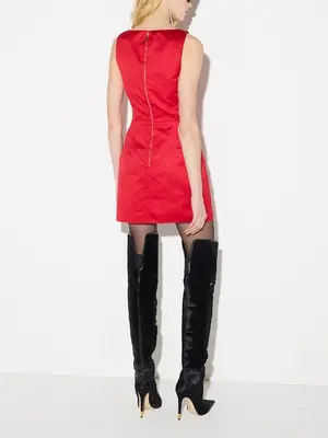 Elisabetta Franchi Fish Scale Pattern Taffeta Mini Dress - Red