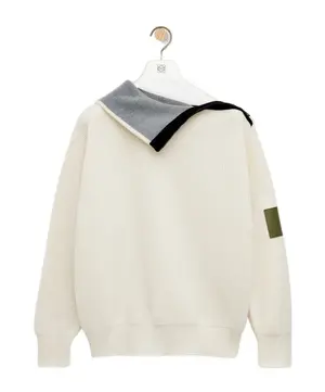 Loewe Contrast-trim Wool Sweater White