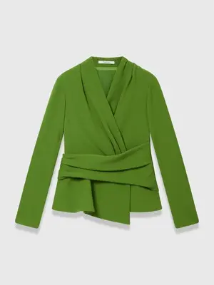 The Fold Sculpted Wrap Blouse Tailored Waist - Green