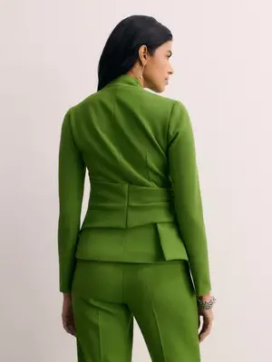 The Fold Sculpted Wrap Blouse Tailored Waist - Green